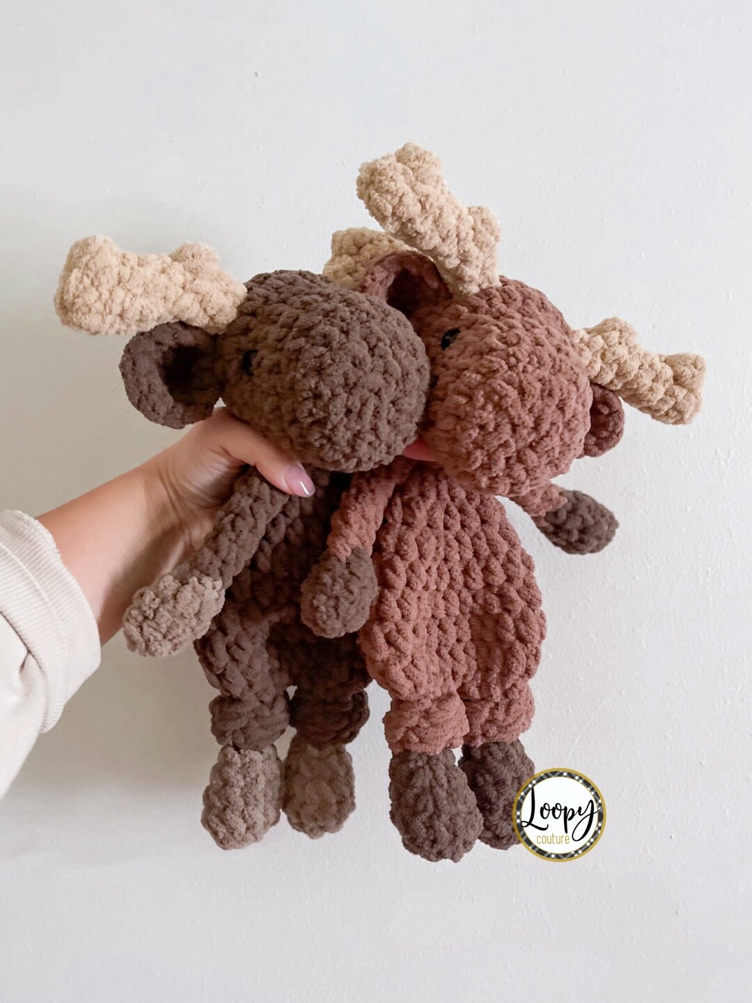 Crochet Moose Lovey Snuggler - Stuffed Animal - Security Blanket - Made ...