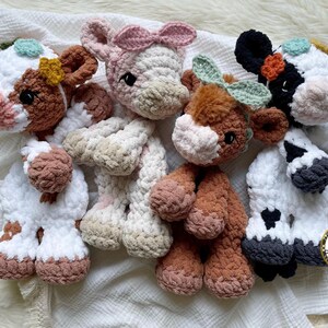 Crochet Cow Lovey | Snuggler | Stuffed Animal | Security Blanket | Made ...