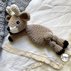 Crochet Deer Lovey Snuggler - Stuffed Animal - Security Blanket - Baby ...