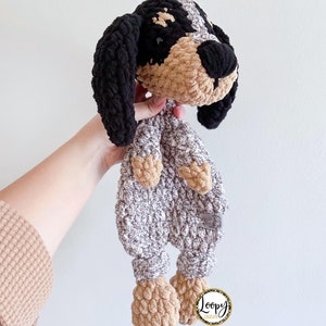 Crochet Puppy Dog Lovey Snuggler Stuffed Animal Security Blanket ...