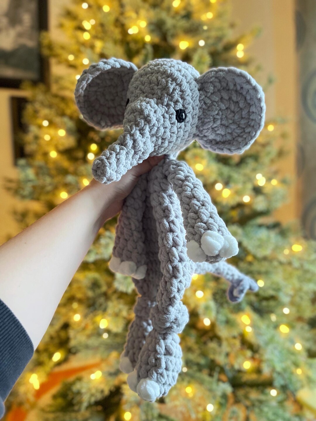 READY TO SHIP - Crochet Elephant Lovey Snuggler - Stuffed Animal ...