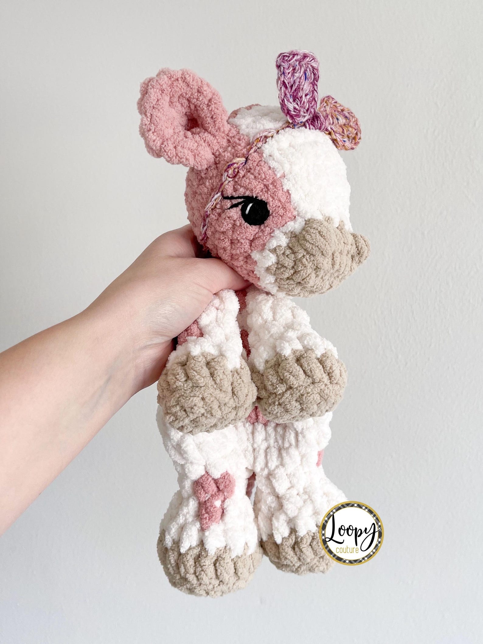 Crochet Cow Lovey | Snuggler | Stuffed Animal | Security Blanket | Made ...