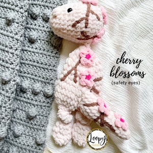 READY TO SHIP Crochet Dinosaur Lovey Snuggler With Flower Spikes ...
