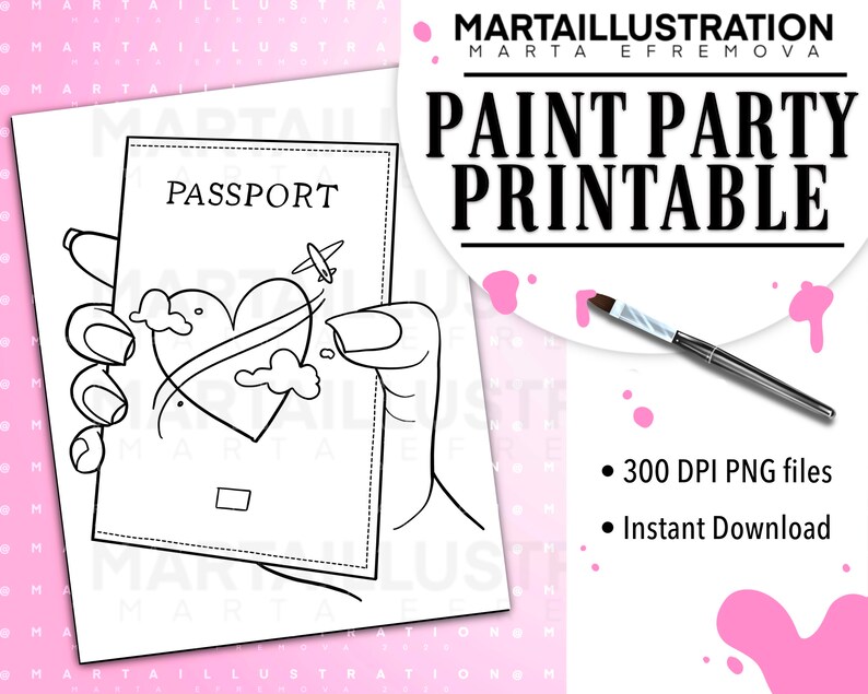 CANVAS PRINTABLE Travel, Pre-drawn Canvas, Pre-sketched Canvas ...