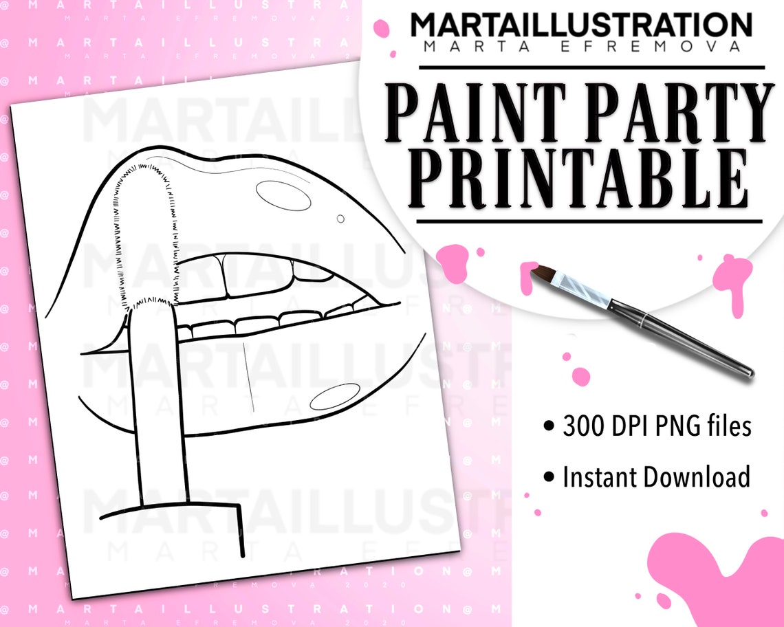 CANVAS PRINTABLE Lips Pre-drawn Canvas Pre-sketched Canvas - Etsy