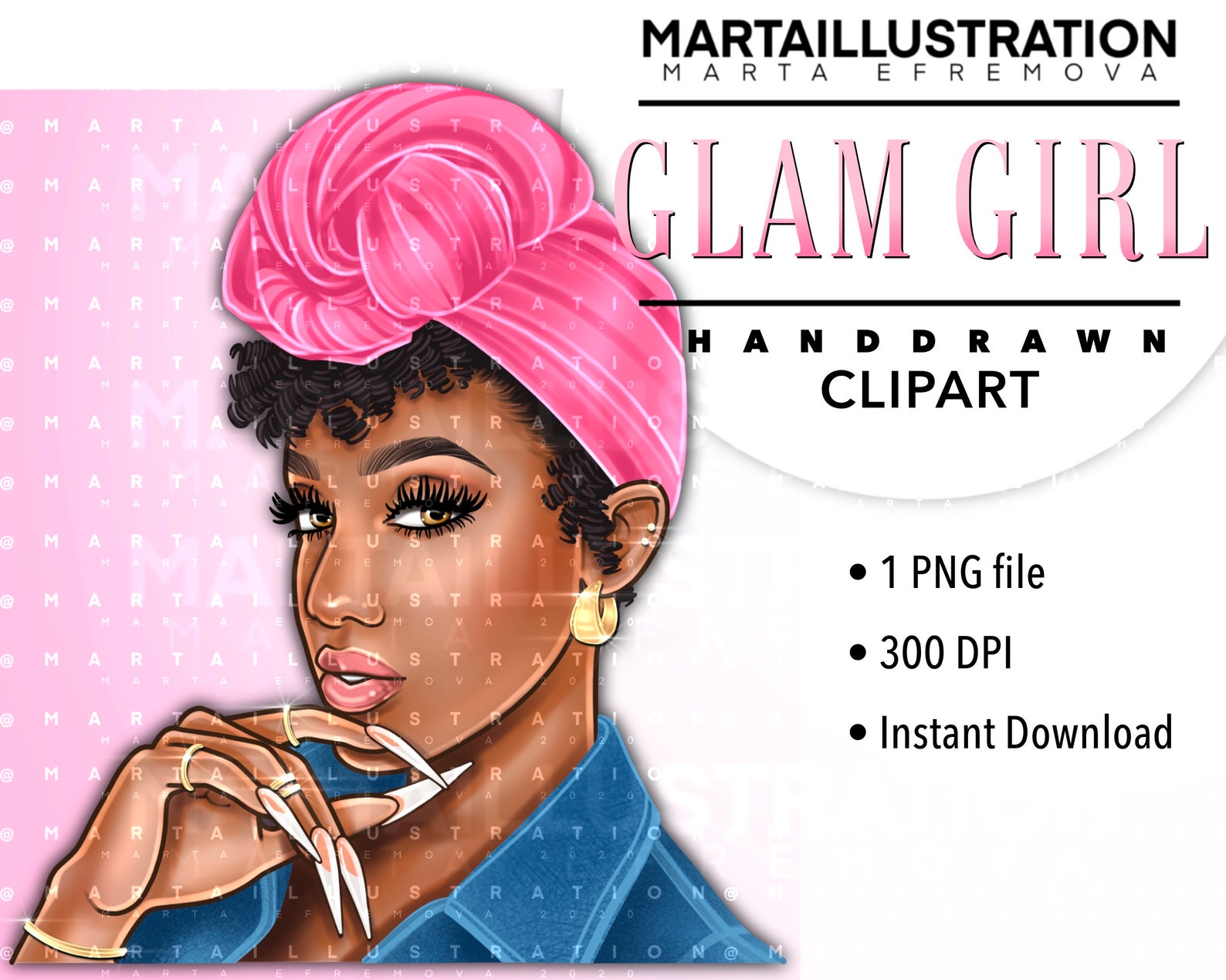 GLAM GIRL CLIPART Cartoon Illustration Girl Art Girl With - Etsy
