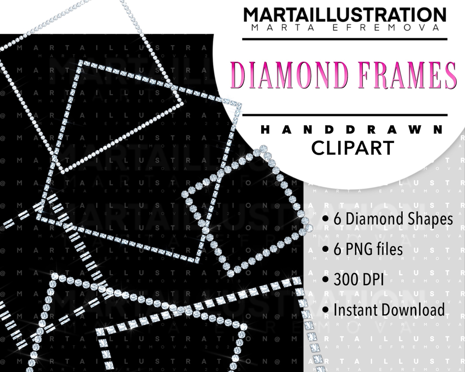 DIAMOND FRAME CLIPART Diamond Frame Png Glam Frame Clipart | Etsy