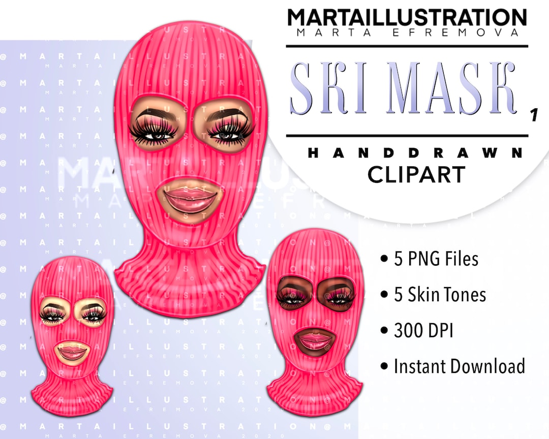 SKI MASK CLIPART, Ski Mask Png, Pink Ski Mask Clipart, Ski Mask Logo ...