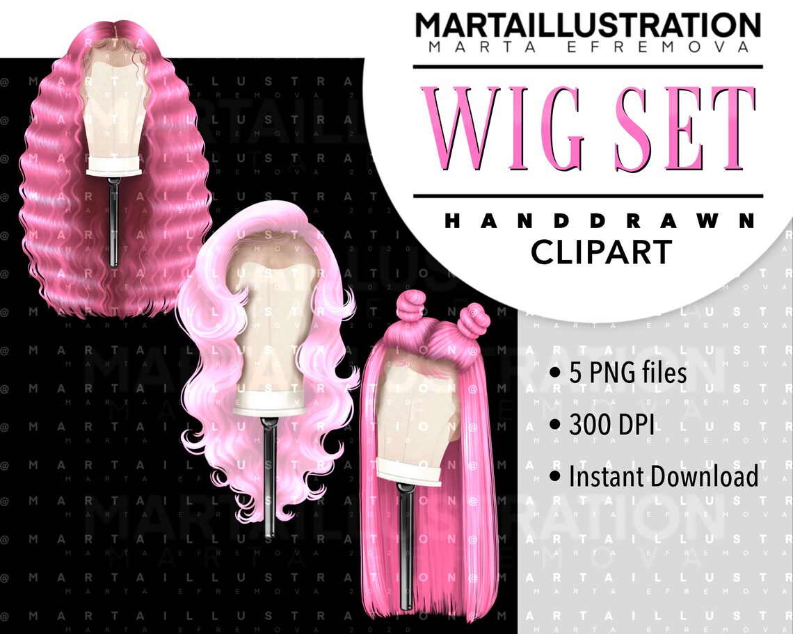 Hair Wig Clipart Wig Set Clipart Hair Salon Clipart Wig - Etsy