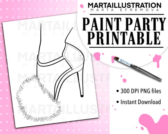 CANVAS PRINTABLE Heels Pre-drawn Canvas Pre-sketched Canvas | Etsy