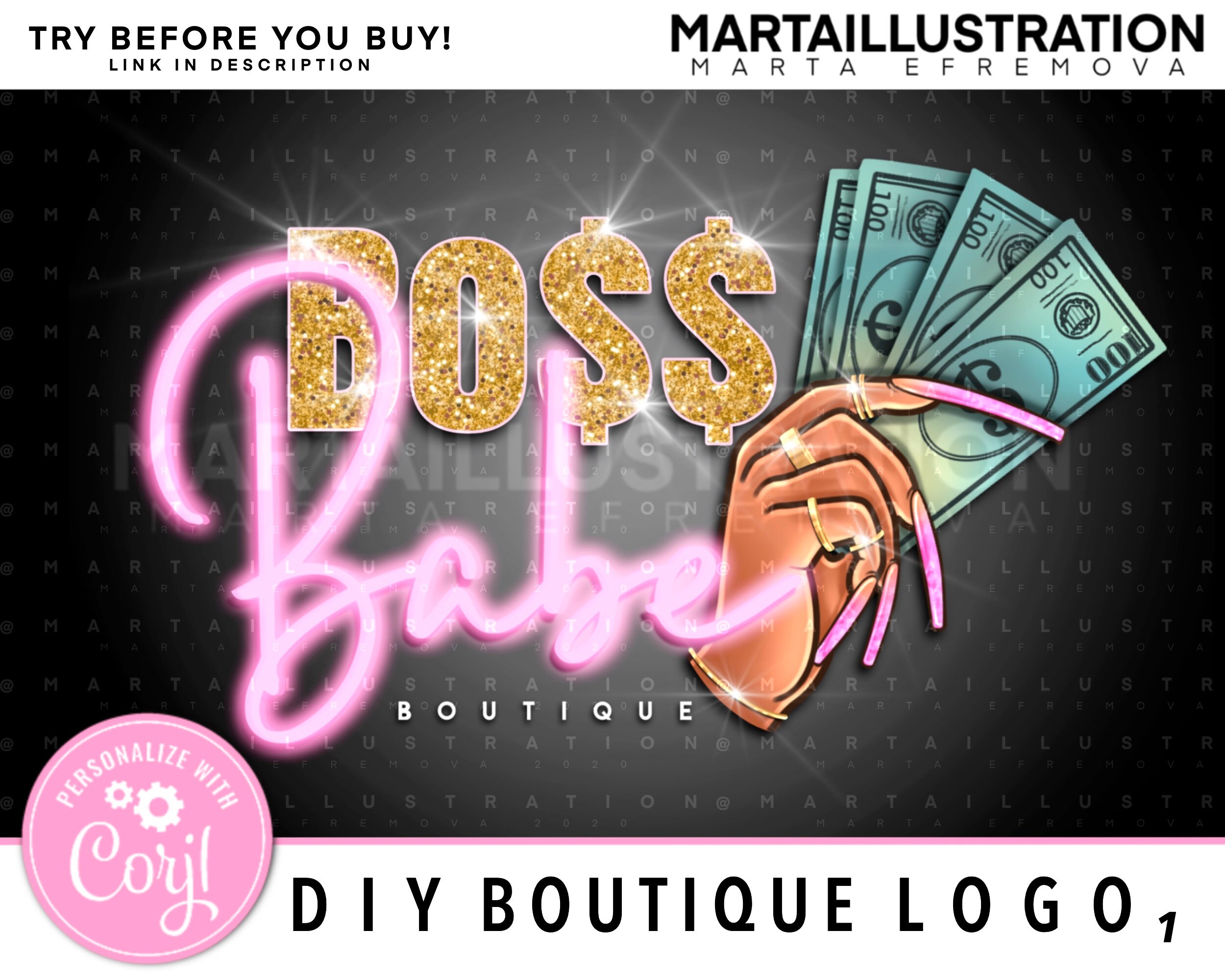 DIY BOUTIQUE LOGO, Diy Glitter Logo, Nail Logo, Hand Logo, Diy Money ...