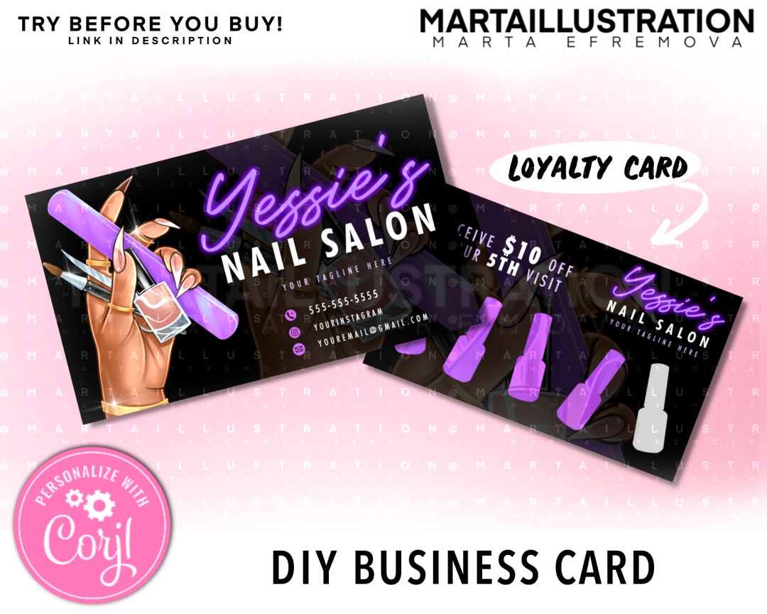 DIY BUSINESS CARD, Diy Nail Business Card, Loyalty Card, Business Card ...