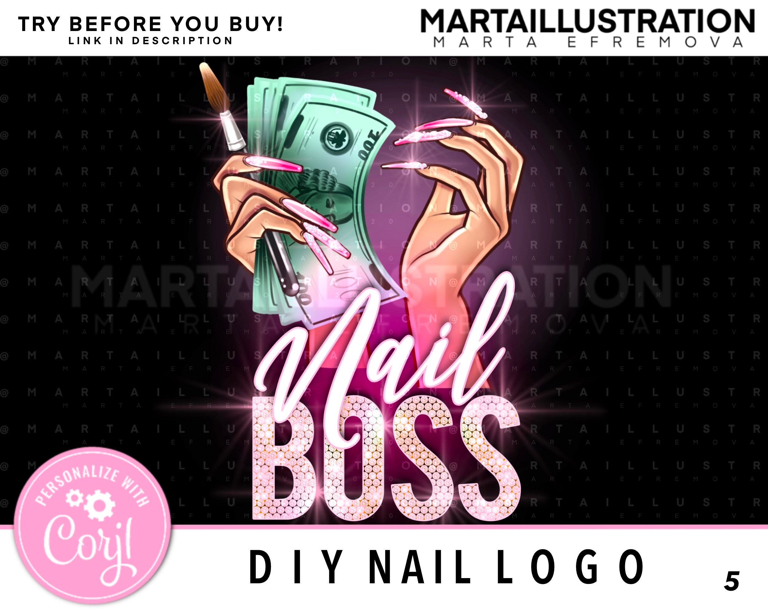 DIY NAIL LOGO Diy Diamond Logo Nail Logo Hand Logo Diy | Etsy