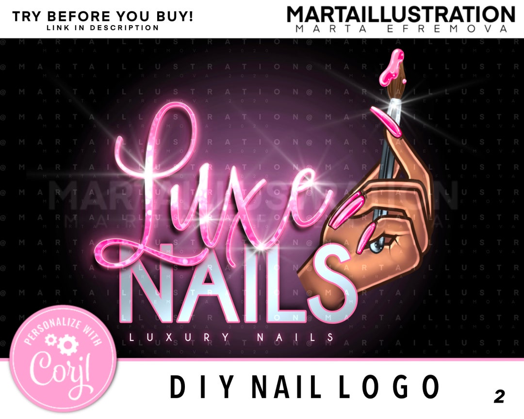 DIY NAIL LOGO, Diy Diamond Logo, Nail Logo, Hand Logo, Premade Nail ...