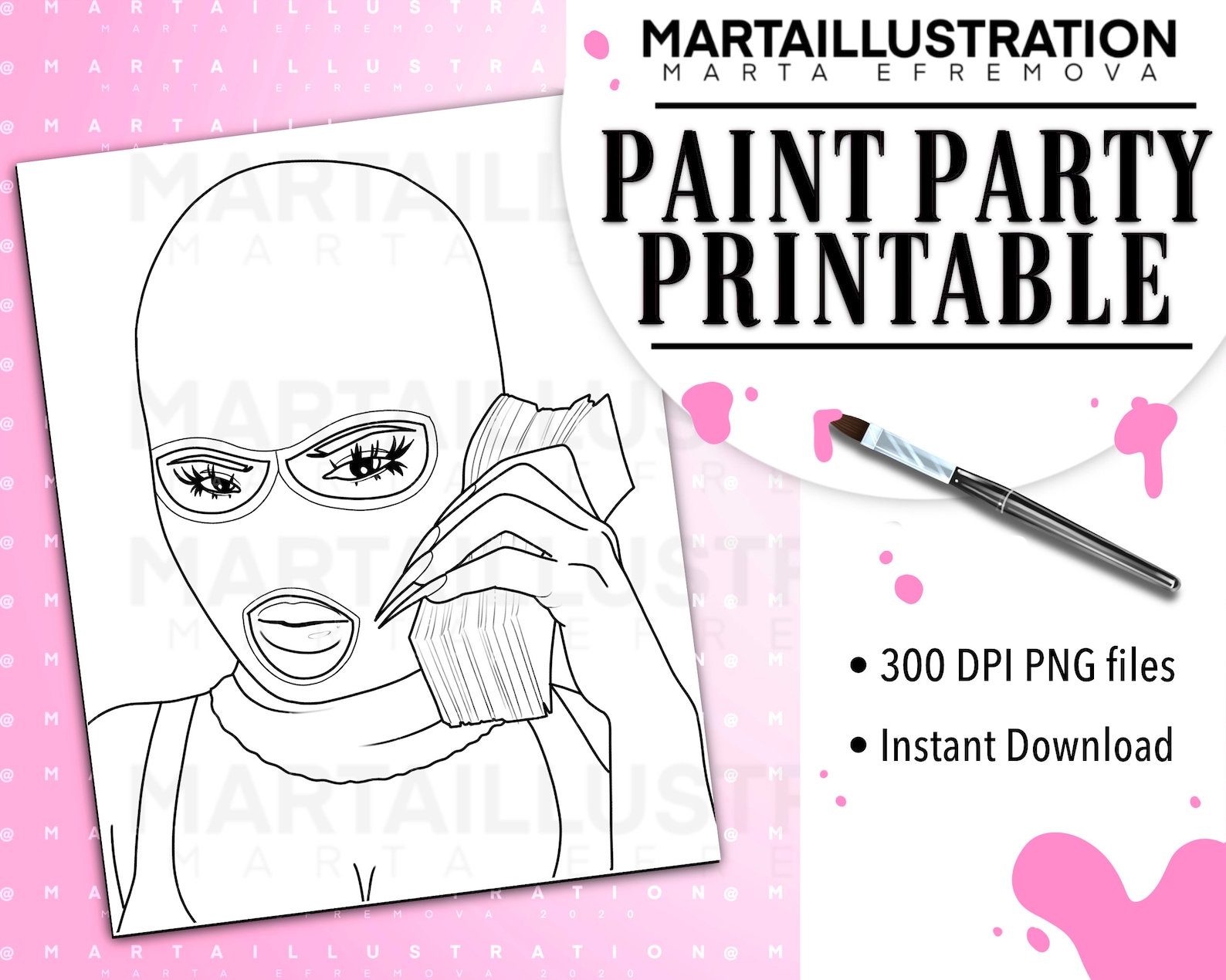 CANVAS PRINTABLE Ski Mask Pre-drawn Canvas Pre-sketched - Etsy