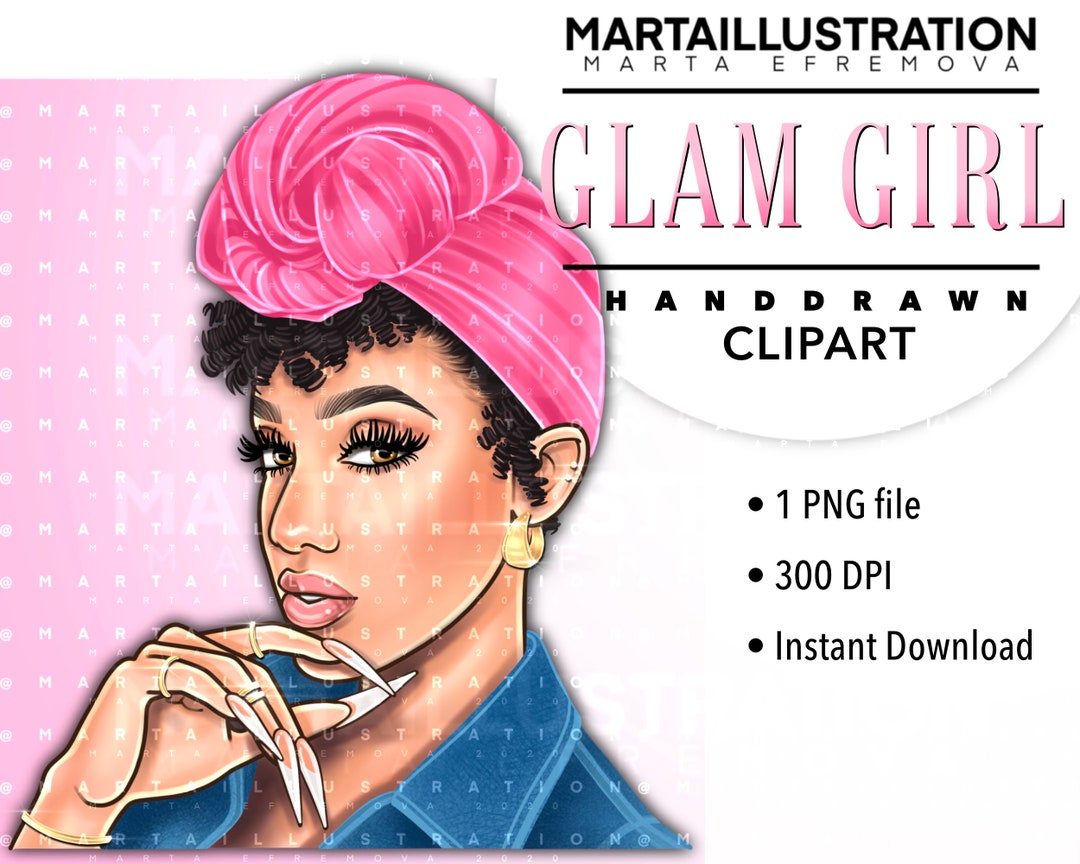GLAM GIRL CLIPART, Cartoon, Illustration, Girl Art, Girl With Bob, Logo ...