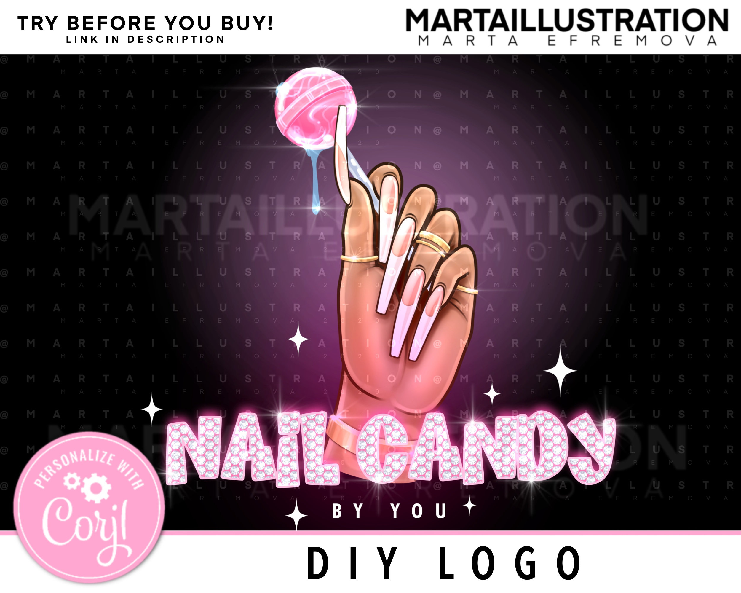 DIY NAIL LOGO, Diy Diamond Logo, Nail Logo, Hand Logo, Diy Money Logo ...