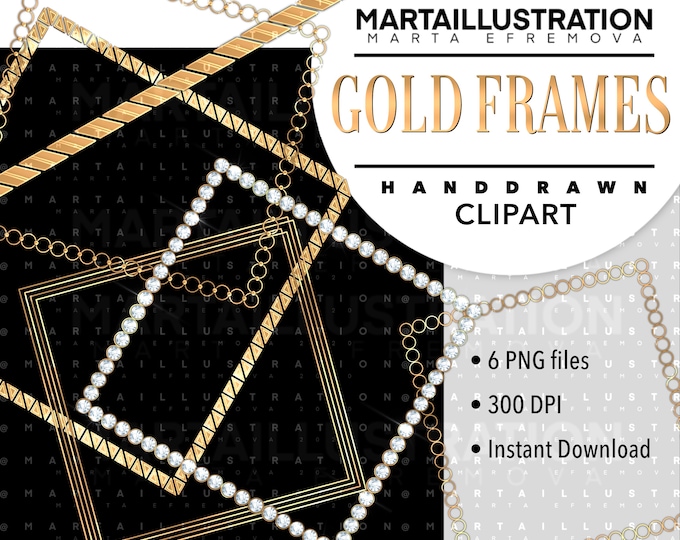 Rose Gold Diamond Frames Clipart, Antique Wedding Frames (PNG, Digital ...