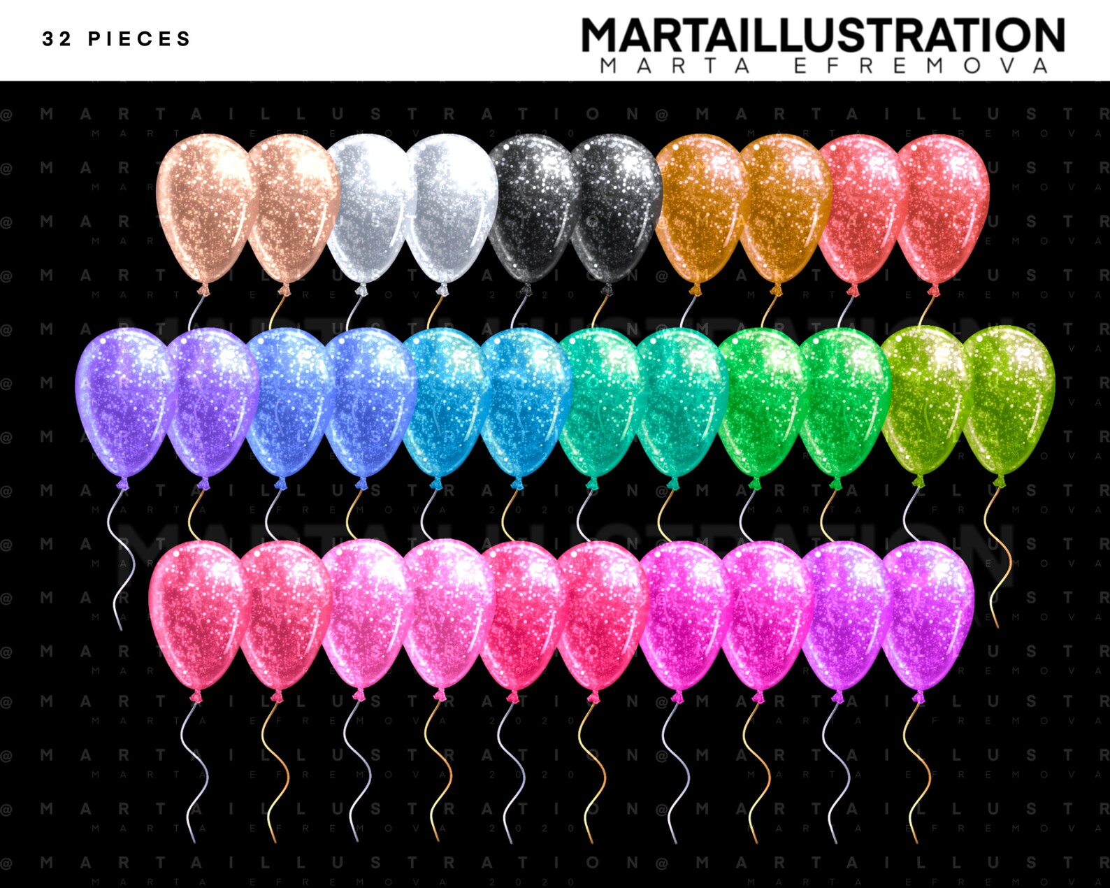 BALLOON CLIPART, GLAM Balloon Clipart, Balloon Png, Planner Png, Party ...