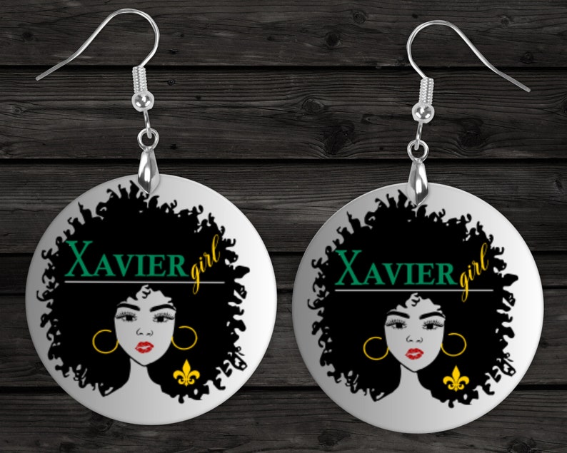 Cute Xavier Girl University Circular Dangle Earrings XU - Etsy