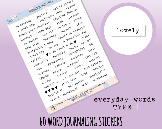 Word Journaling Stickers, Word Strips, Word Scrapbooking Sticker ...