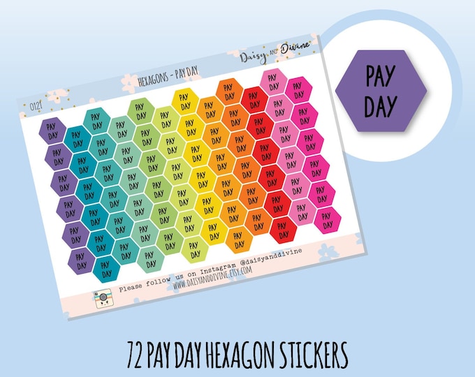 Pay Day Planner Stickers, Hexagon Sticker, Financial Stickers, Stickers ...