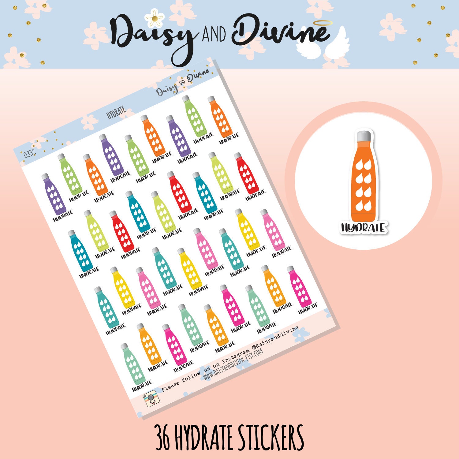 Paper Stickers Paper & Party Supplies Hydration Tracking Planner ...