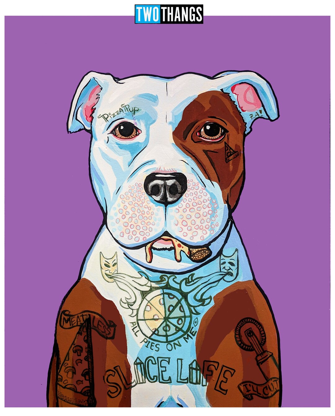 Pizza Pit Bulls & 2pac Mash up Art Print Pet Pop Art Poster - Etsy