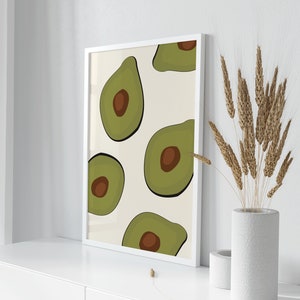 Avocado Print Avocado Kitchen Print Green Wall Art Fruit | Etsy