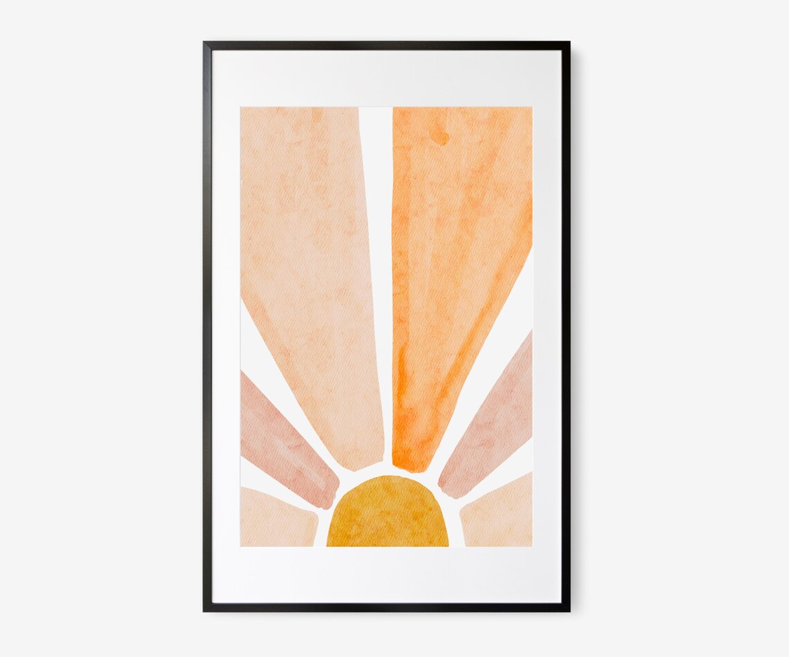 Watercolor Abstract sun printable minimalist printable wall | Etsy