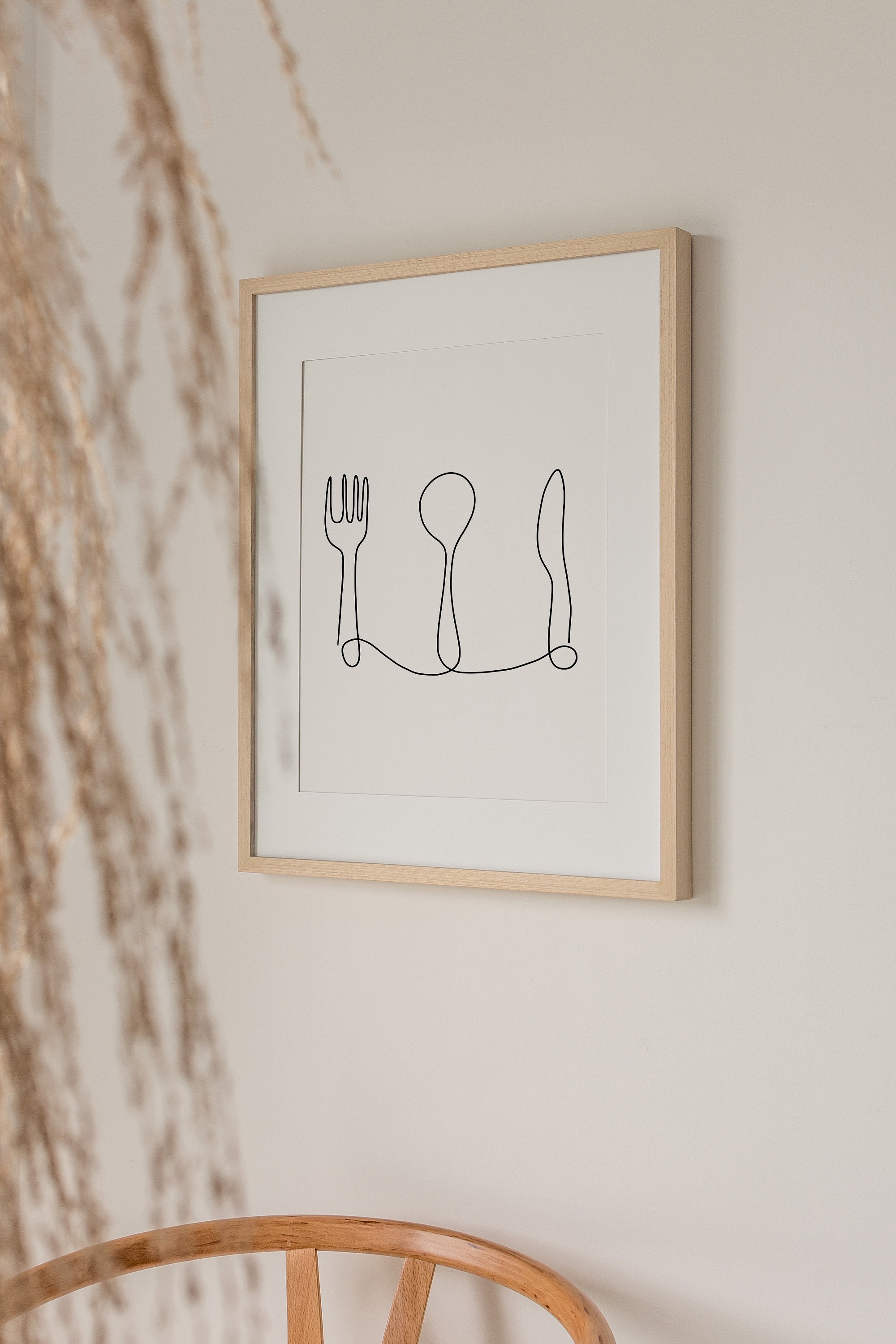 Cutlery Print Fine Line Kitchen Prints Kitchen Art Line | Etsy