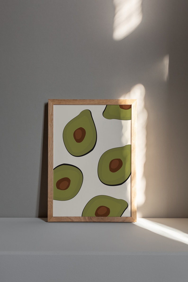 Avocado Print Avocado Kitchen Print Green Wall Art Fruit | Etsy