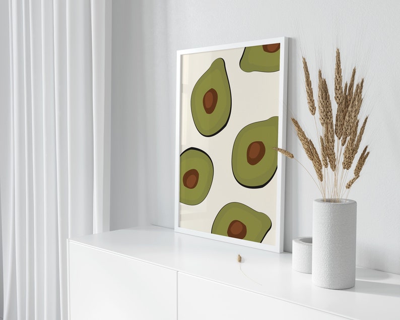 Avocado Print Avocado Kitchen Print Green Wall Art Fruit | Etsy