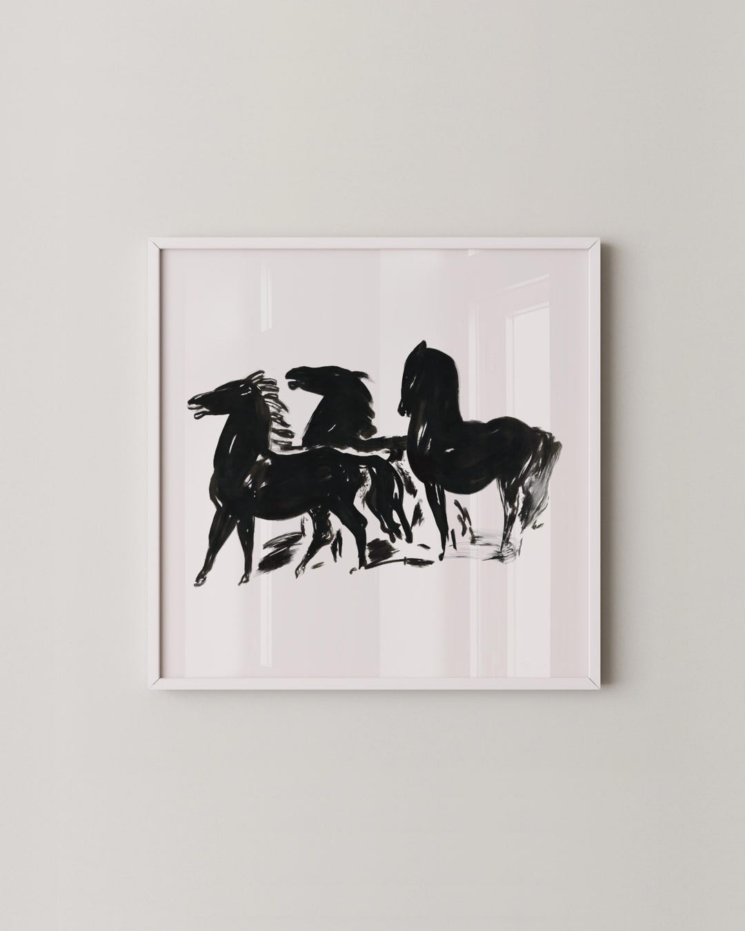 Dynamic Horses Abstract Art Print | Vintage Horse Print | Black and ...