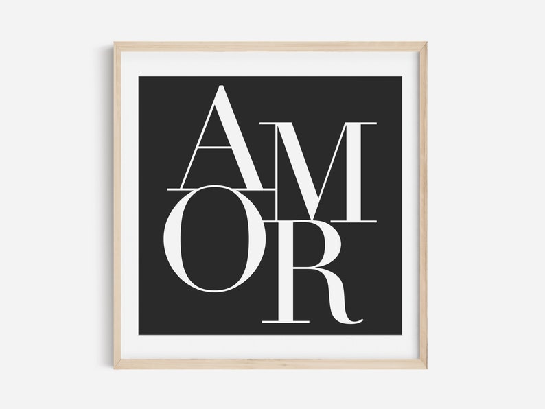 Amor print love quote typography print Spanish word art | Etsy