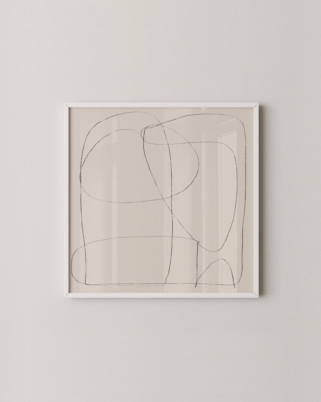 Neutral Square Abstract Line Art Digital Print | Minimalist Line ...