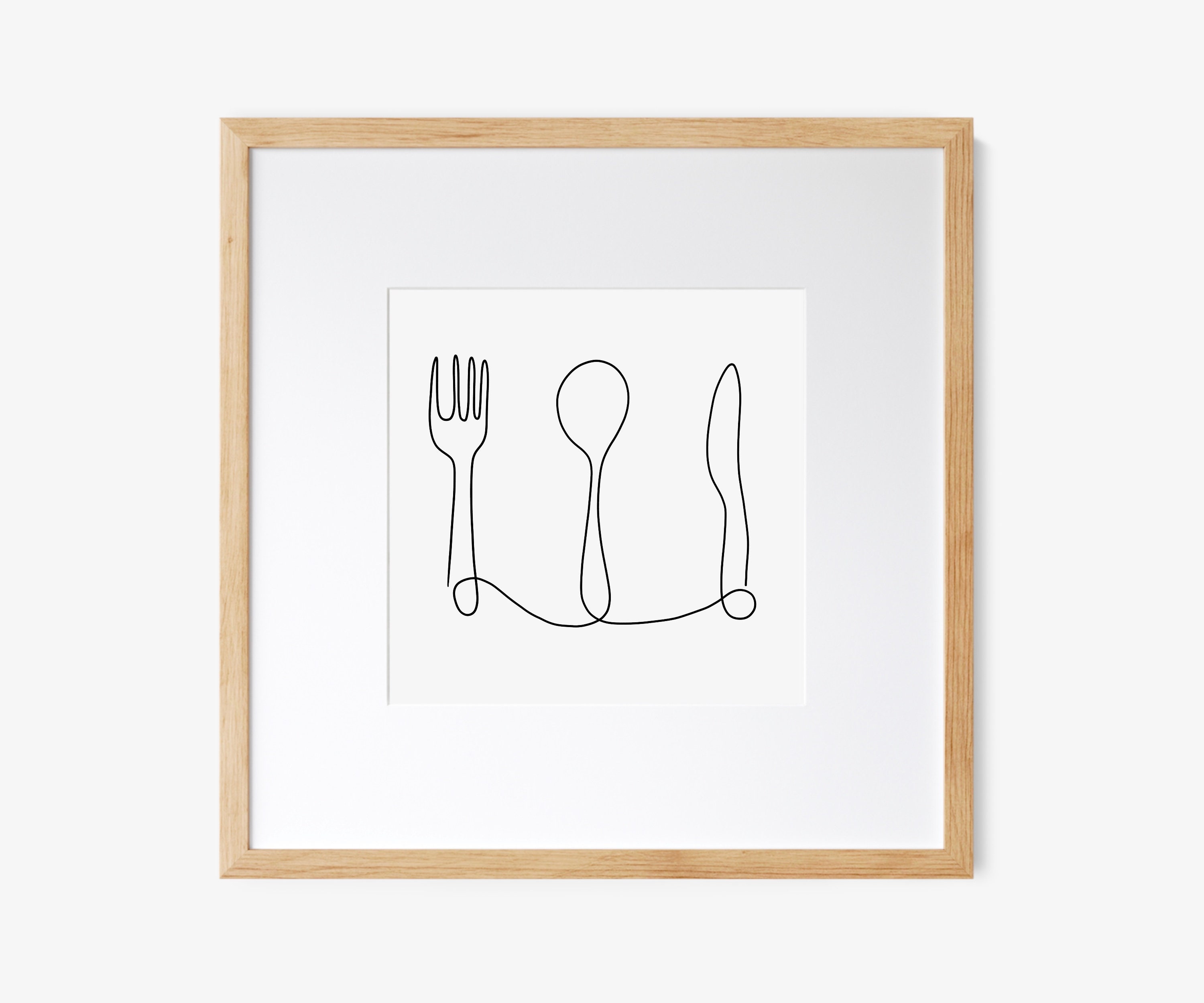 Cutlery Print Fine Line Kitchen Prints Kitchen Art Line | Etsy
