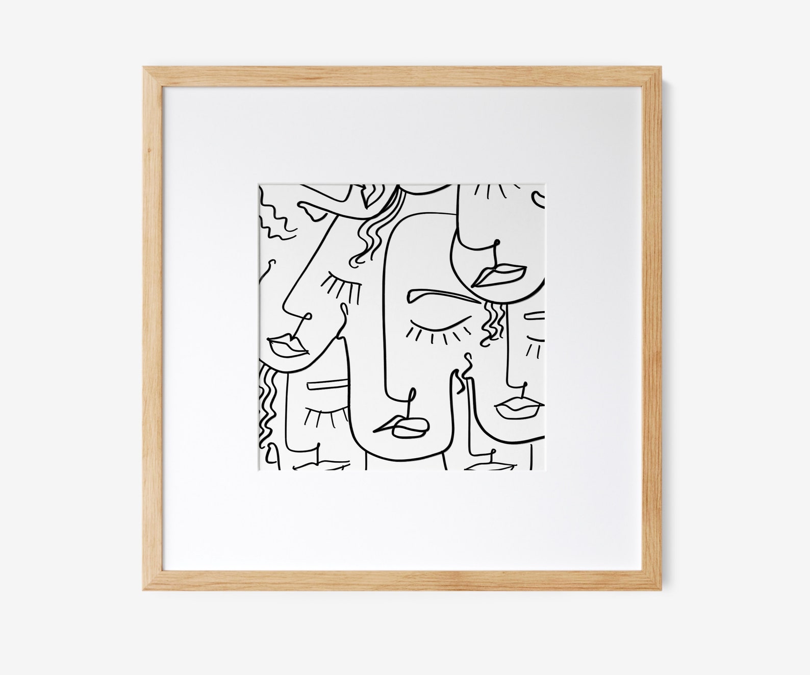 Face Fine Line Print Black And White Prints Boho Art | Etsy