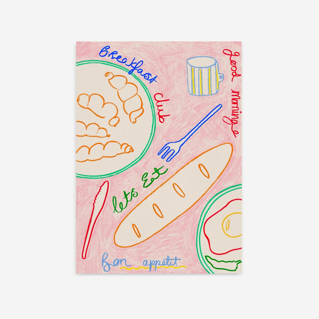 Let's Eat Print Kitchen Wall Art Bon Appetit Print Typography Kitchen ...
