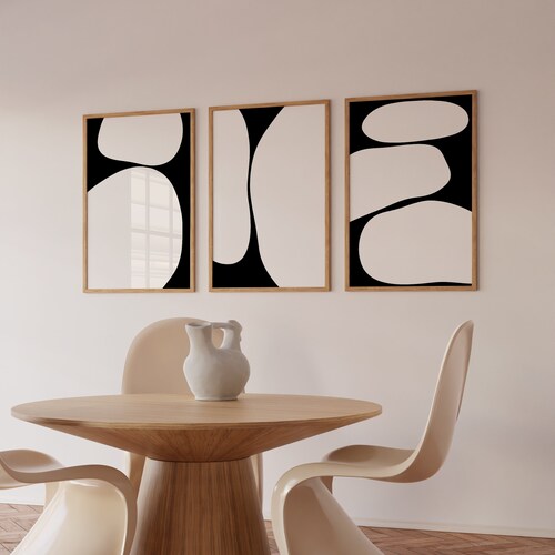 Modern Simple Minimal Gallery Wall Art Set of 3 Black and - Etsy