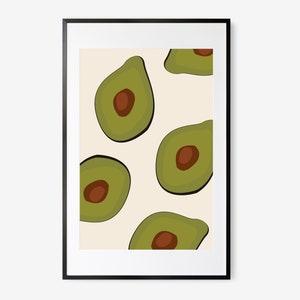 Avocado Print Avocado kitchen Print Green Wall Art Fruit | Etsy