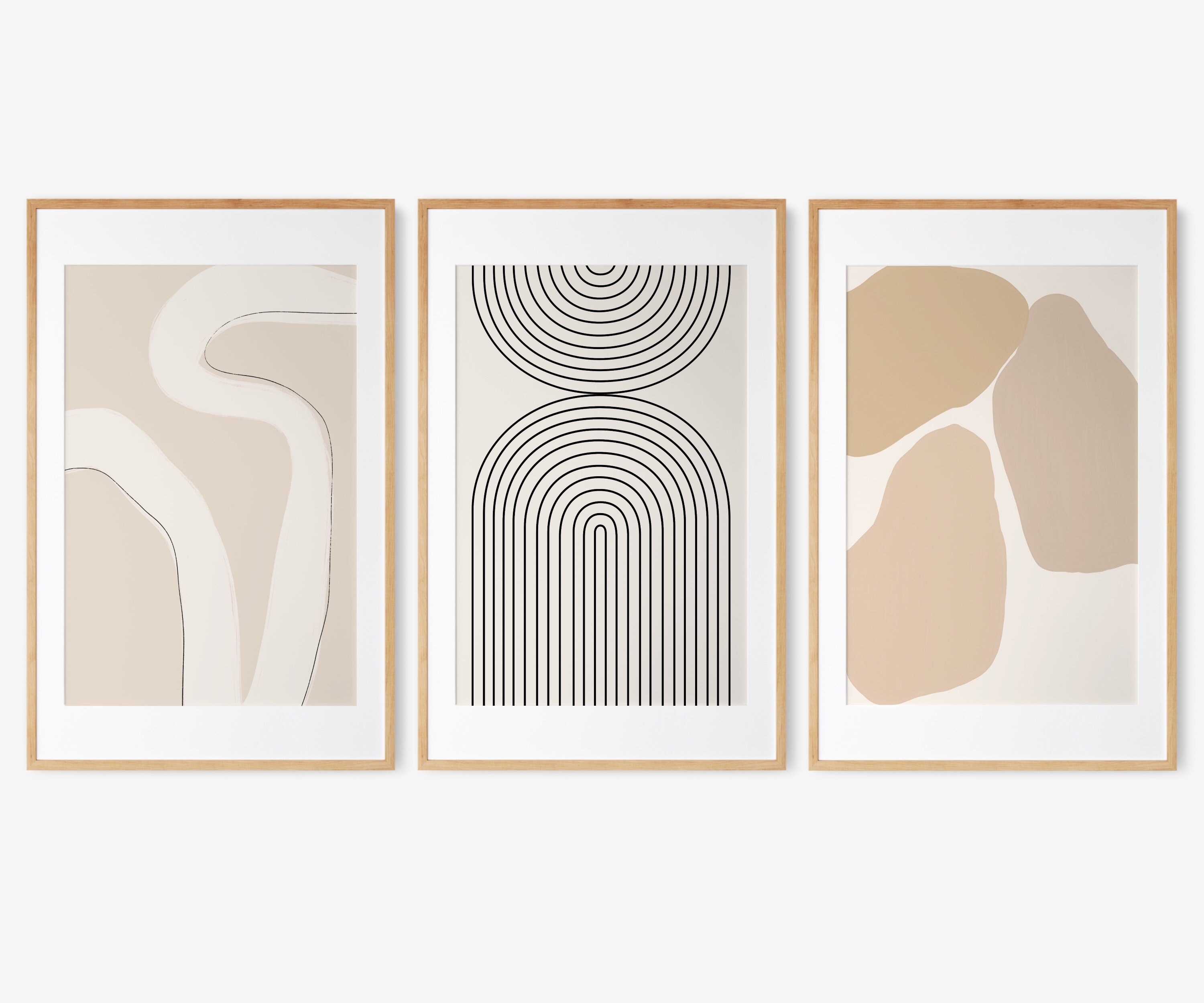 Modern Abstract Print Set Of 6 Bundle Print set Neutral | Etsy