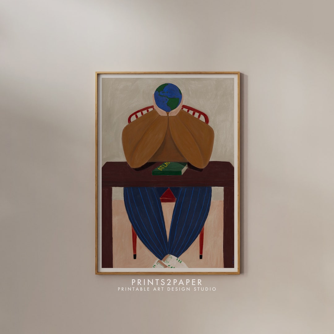 Wanderlust Art Print, World Painting Print, Printable Wall Art, Atlas ...