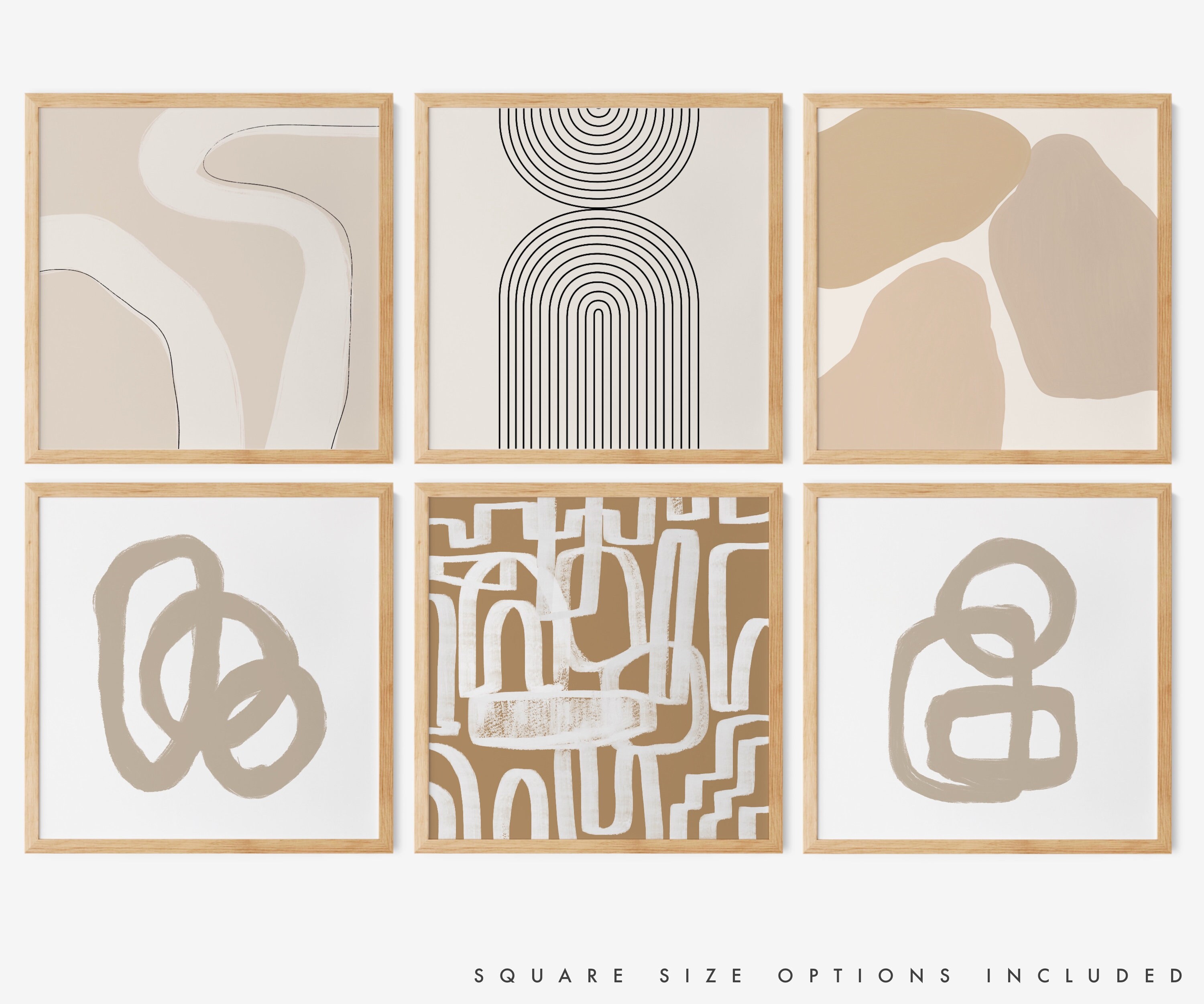 Modern Abstract Print Set Of 6 Bundle Print set Neutral | Etsy