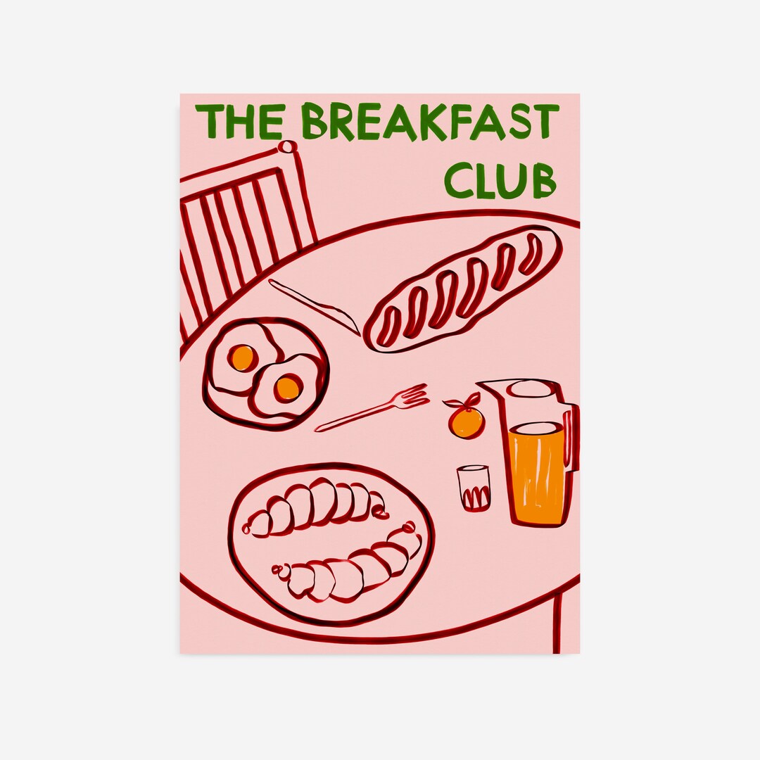 Breakfast Club Print, Typography, Word Art, Poster Print, Maximalist ...