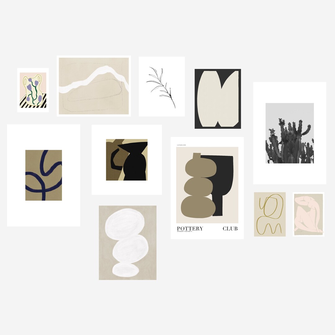 Modern Abstract Print Set of 11, Bundle Print Set, Neutral Abstract Art ...