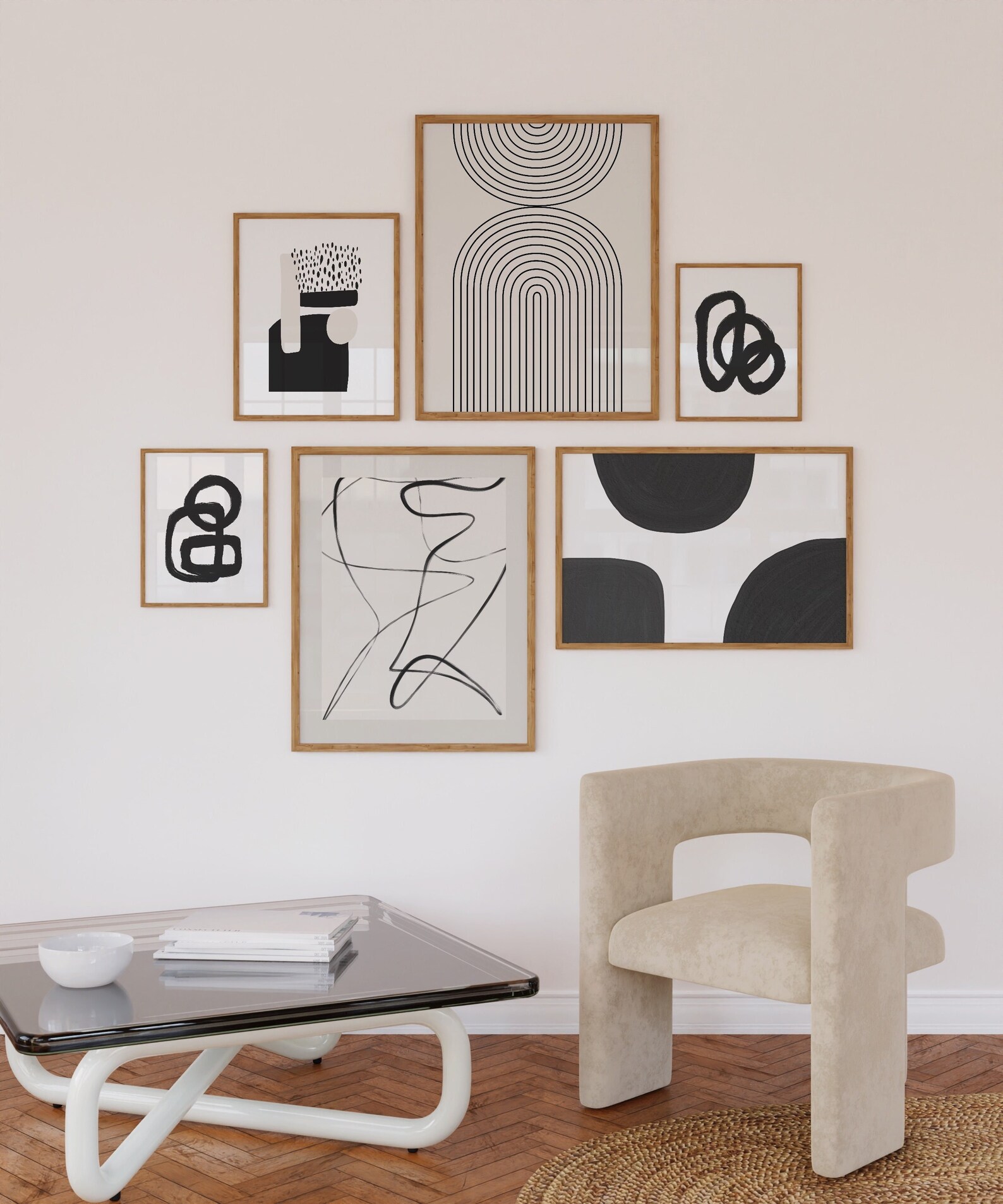 Modern Abstract Print Set of 6 Bundle Print Set Neutral - Etsy