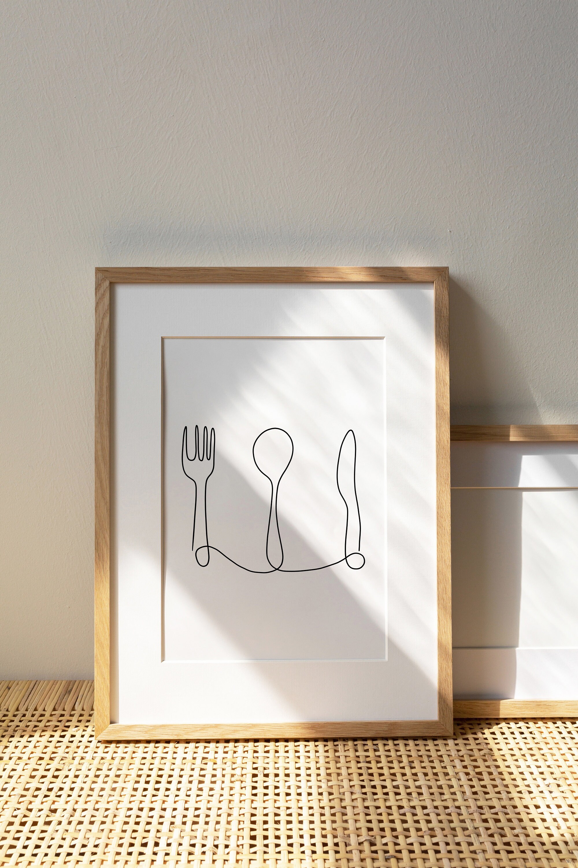 Cutlery Print Fine Line Kitchen Prints Kitchen Art Line | Etsy
