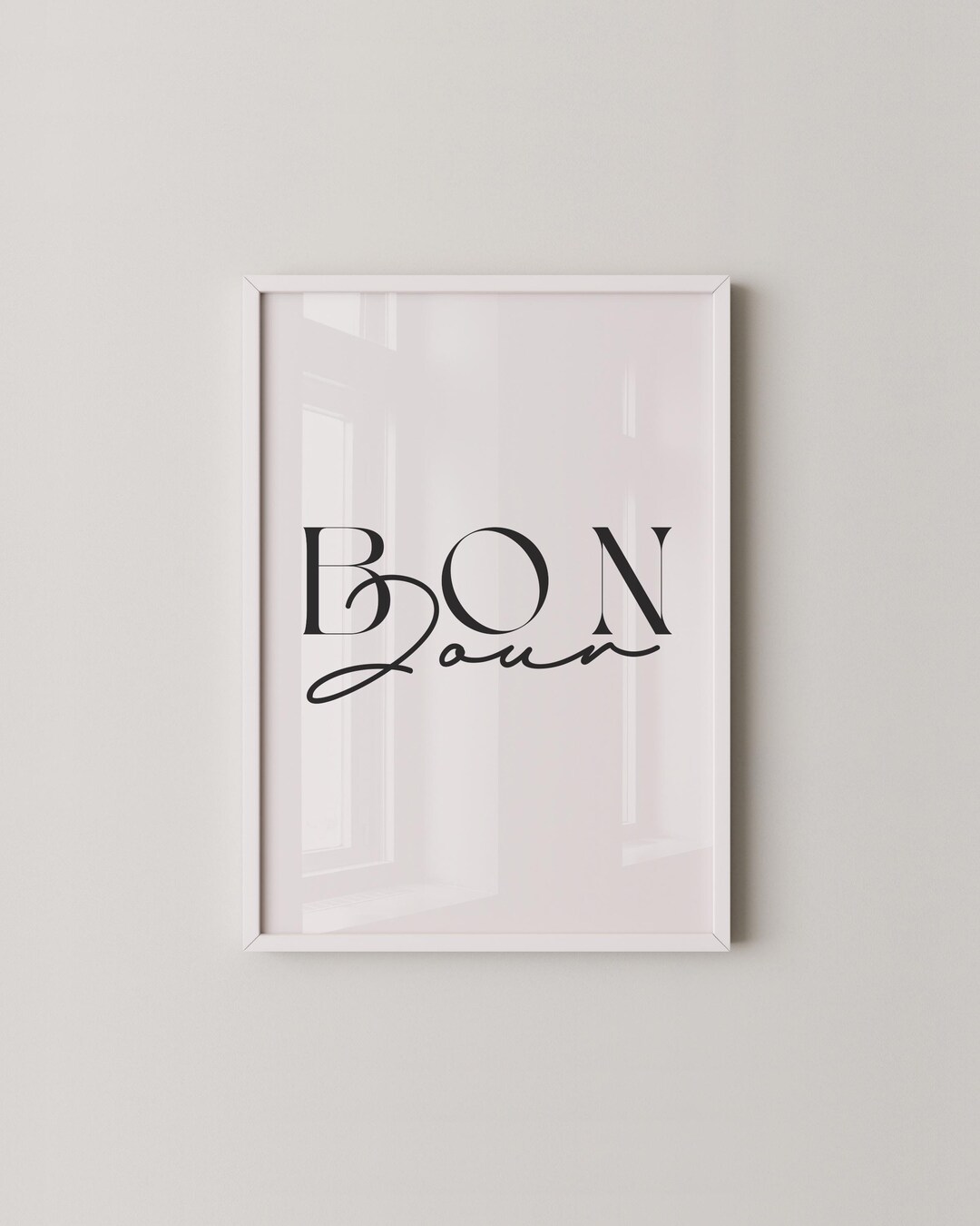 Bonjour Typography Wall Art | French Minimalist Poster | Black and ...