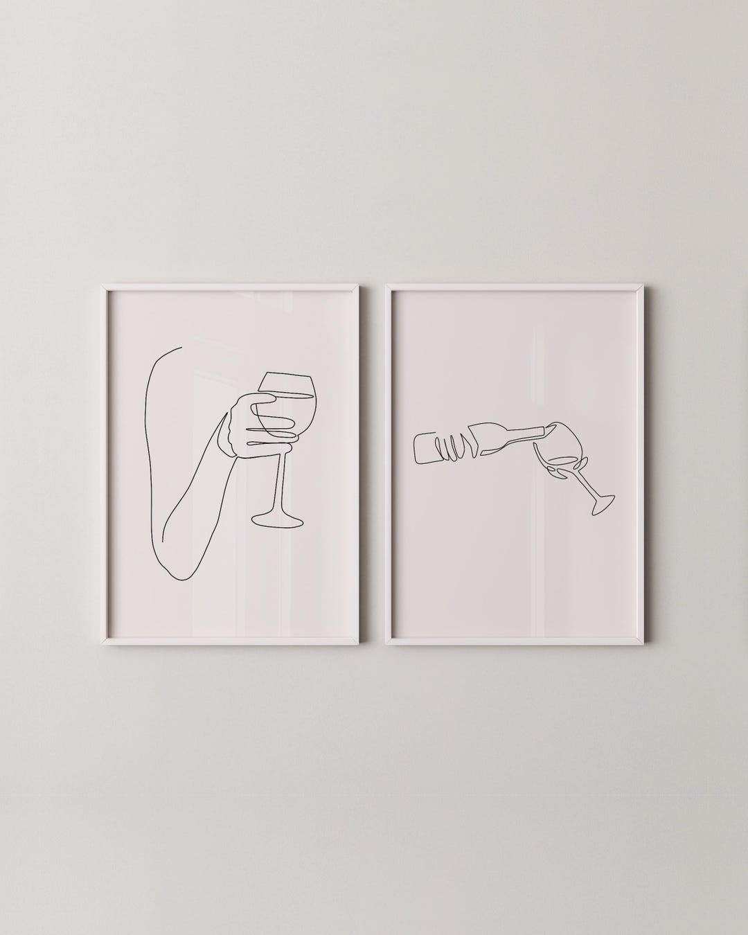 Bar Cart Print Set | Printable Wall Art | Line Drawing | Minimal Decor ...